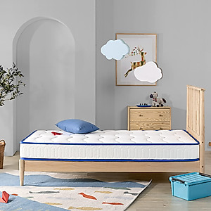 ZINUS 6 Inch Essential Innerspring Mattress / Medium Firm Feel / CertiPUR-US Certified / Mattress-in-a-Box, Twin, Blue Tight Top