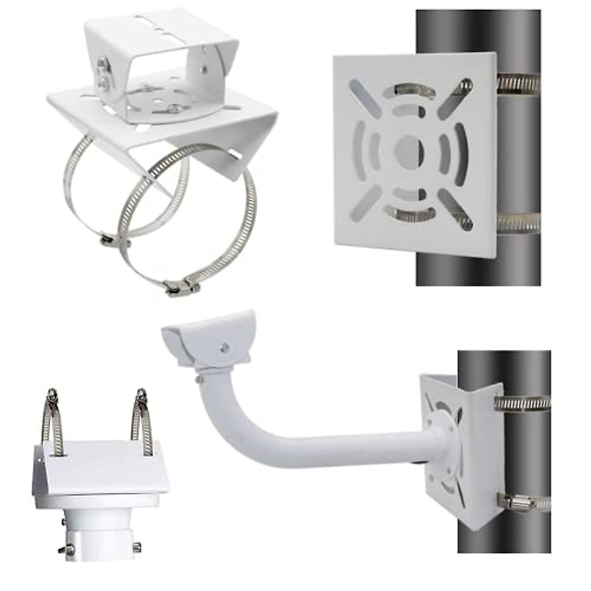 2pcs Universal Wall Mounting Bracket with 8 Loops, Vertical Pole Mount Adapter for CCTV Security Camera PTZ Dome Indoor Outdoor AP Access Point Client CPE