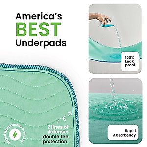 IMPROVIA® Washable Underpads, 34" x 36" (Pack of 4) - Heavy Absorbency Reusable Bedwetting Incontinence Pads for Kids, Adults, Elderly, and Pets - Waterproof Protective Pad for Bed, Couch, Sofa, Floor