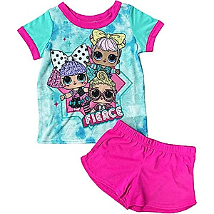 L.O.L. Surprise! Girls 2 Piece Pajama Set, Short Sleeve Shirt and Shorts Set (as1, numeric, numeric_6, regular, Fierce)