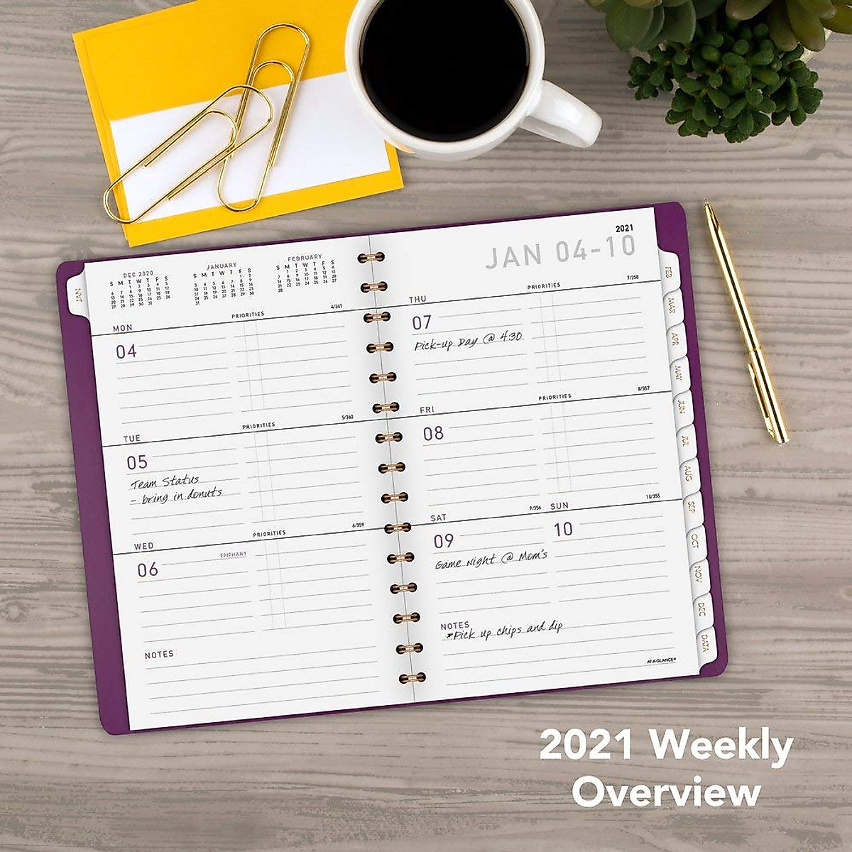 AT-A-GLANCE 2021 Weekly & Monthly Planner by AT-A-GLANCE, 5-1/2" x 8-1/2", Small, Contemporary, Purple (70108X5921)