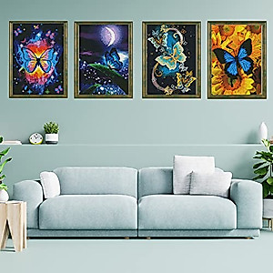 4 Packs Stamped Cross Stitch Kits,Landscapes Butterfly Counted Cross Stitch Kits for Adults Beginners,DIY Full Range of Needlepoint Kits Needlecrafts Embroidery Arts and Crafts for Home Decor,12"x16"