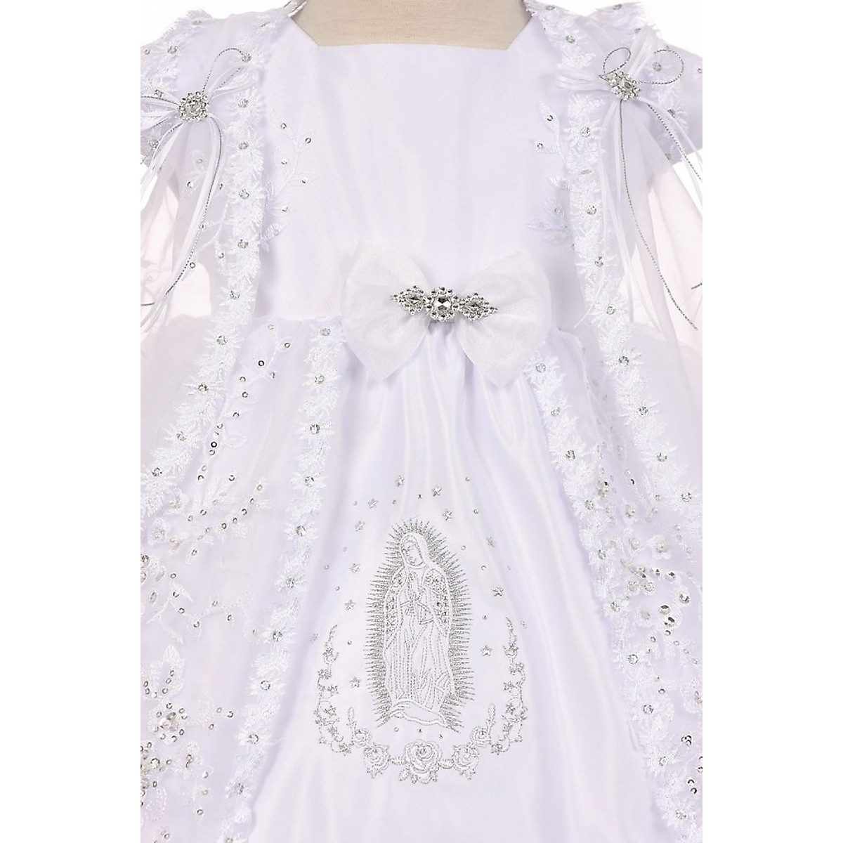 BluNight Collection Little Baby Girls Virgin Mary Embroidery Christening Baptism Dresses (0T1R5K) White 12M