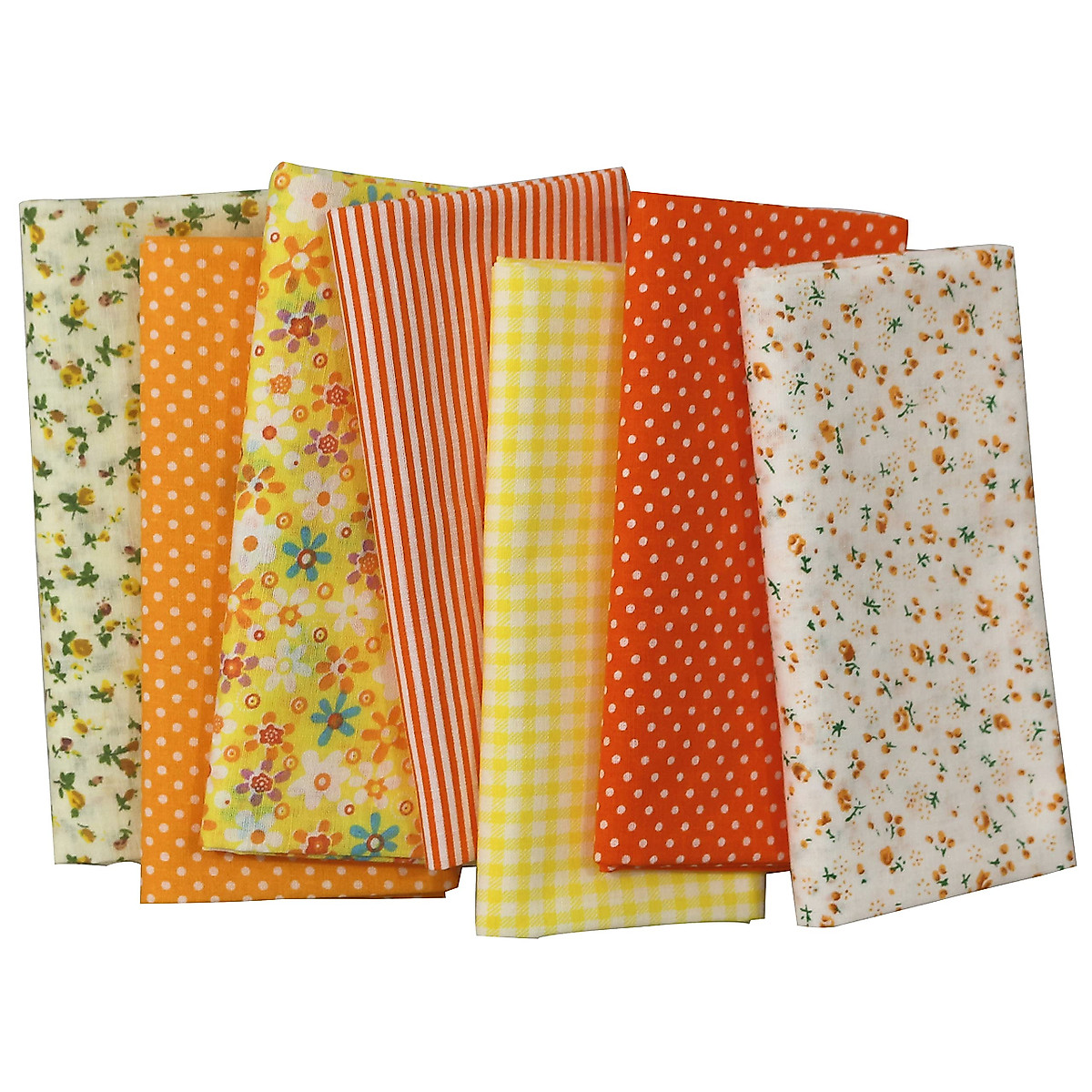 OZXCHIXU 7PCS/lot Yellow Series Floral Cotton Fabric,19.7X19.7 inches Quilting Patchwork Fabric Fat Quarter Bundles Fabric for Scrapbooking Cloth Sewing DIY Crafts Handmade Bags Pillows