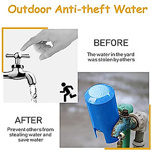 Echaprey Water Faucet Lock Outdoor/Kitchen/Garden Hose Tap Faucet Lock Anti-Theft Child-Proof Metal Faucet Protection Cover Style A (Blue)