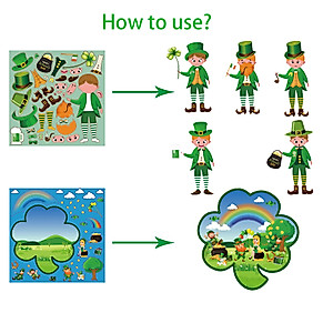 St. Patrick’s Day Stickers Crafts for Kids Irish Lucky Party Games Favors Supplies 24Ct