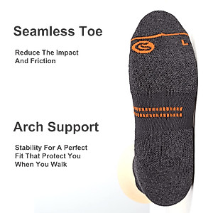 CelerSport 6 Pack Men's Running Ankle Socks with Cushion, Low Cut Athletic Sport Tab Socks, Grey, Shoe Size: 9-12