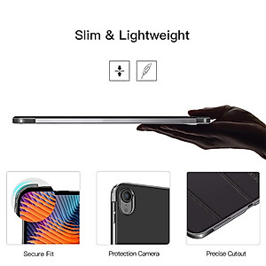 Ztotop Case for iPad Pro 11 Inch 2018 1st Generation iPad Air 4th Gen 10.9'' 2020 Lightweight Trifold Stand Cover with Rugged Translucent Back, Black