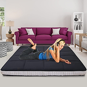 LILYPELLE Japanese Floor Mattress Futon Mattress, Foldable Mattress, Roll Up Mattress Sleeping Tatami Mat Floor Lounger Guest Bed, Easy to Store and Portable for Camping Couch, Twin Full Queen