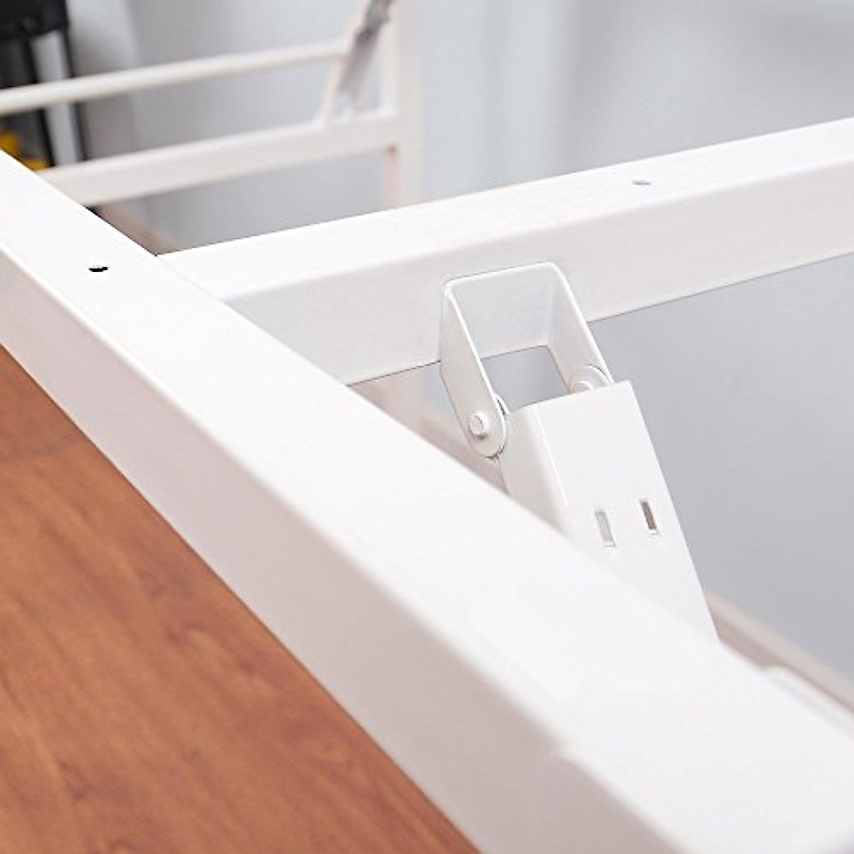 DlandHome 62 Inches Large Home Office Computer Desk, No Install Needed, Composite Wood Board, Folding Dining Table/Workstation, 62 Inches White and White Legs, 1 Pack