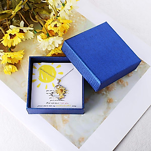 MILACOLATO 925 Sterling Silver Sunflower Necklace 14K Gold Plated You're My Sunshine Sunflower Heart Pendant Necklace with Shiny Cubic Zirconia Sunflower Jewelry for Women Mom Valentines Day