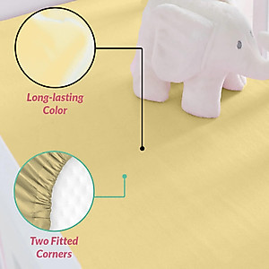 Crib & Toddler Poly/Cotton Sheets - Color: Yellow - Flat