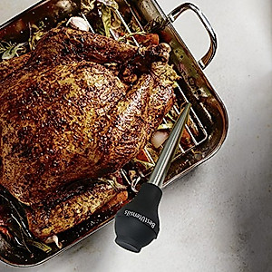 Best Utensils Stainless Steel Turkey Baster Commercial Grade Quality Silicone Bulb Including 2 Marinade Injector Needles And Brush For Easy Clean Up