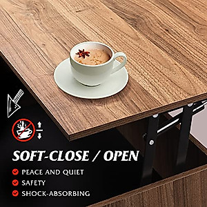 WLIVE Lift Top Coffee Table for Living Room,Modern Wood Coffee Table with Storage,Hidden Compartment and Drawer for Apartment, Home, Retro, Walnut Oak.