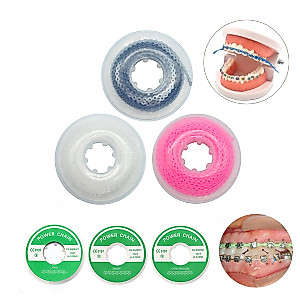 Orthodontic Braces Rubber Chains Power Chains, Dental Rubber Chains Power Chains for Braces,Orthodontic Spool Elastic Rubber Band C/S/L 4.5M (C,Pink)