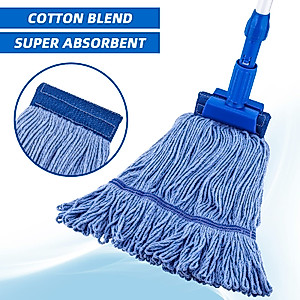 (3 Pack) Mop Head Replacement, Mop Heads Commercial,Blue Cotton Looped End String, Wet Industrial Cleaning Vintage Mop Head Replacements Refill, Swinger Loop Mop, for Heavy Duty Rubbermaid Mop Heads