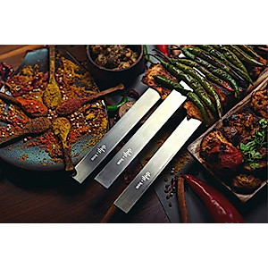 + HOM 6 Kebab 1" Wide Flat Skewers, Stainless Steel, No-Wood Handle, Koobideh Persian Kabob, Carrying Case