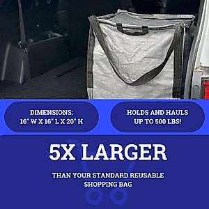 DURASACK Heavy Duty Storage Tote Bag with Zipper Top 22-Gallon Rugged Woven Polypropylene Moving Bag, Reusable Self-Standing Design, Holds up to 500 Pounds, Single, Gray