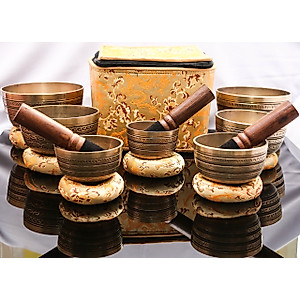Chakra Healing Tibetan Hammered Himalayan Singing Bowl Set of 7 Meditation Bowls Hand Bowls from Nepal