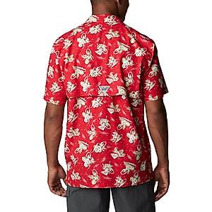 Columbia Men's Trollers Best Short Sleeve Shirt, Red Spark Lite Me Up Print, X-Large