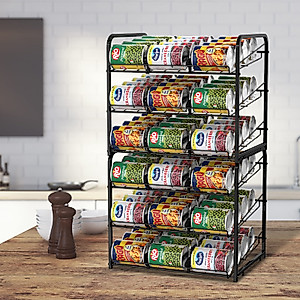 NORCEESAN Stackable Can Rack Dispenser 2 Pack Can Storage Rack Organizer Can Food Storage Rack Holds Up to 72 Cans for Kitchen Cabinet Countertops, Black