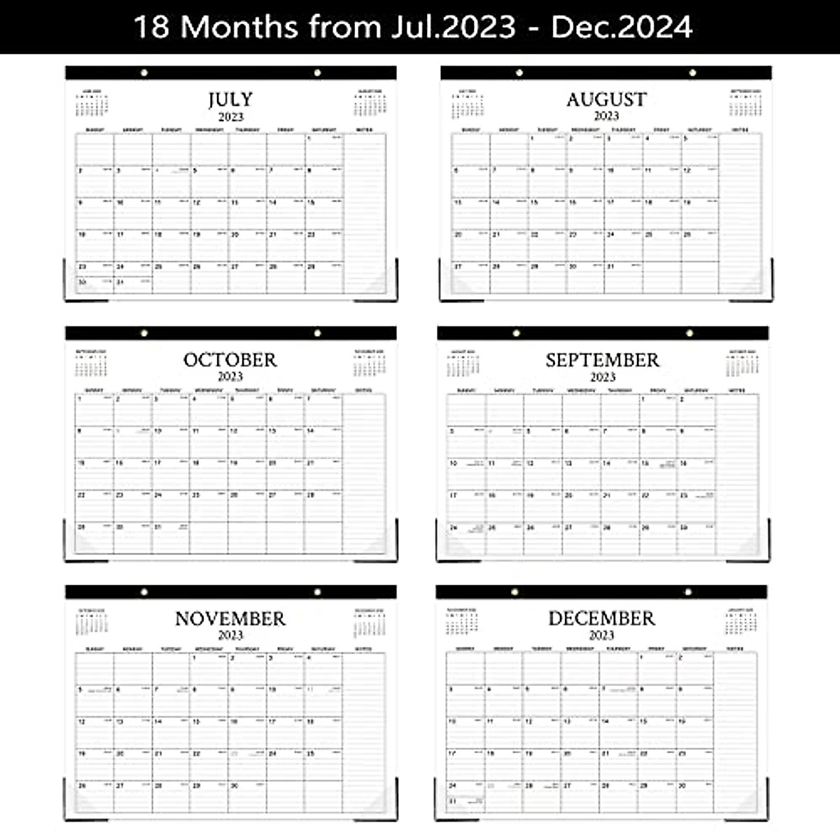 Desk Calendar 2023-2024 - 18 Months Large Desk Calendar from July 2023 - December 2024, 16.8" x 12", 2023-2024 Desk Calendar with 2 Corner Protectors, Ruled Blocks for Daily Organizing