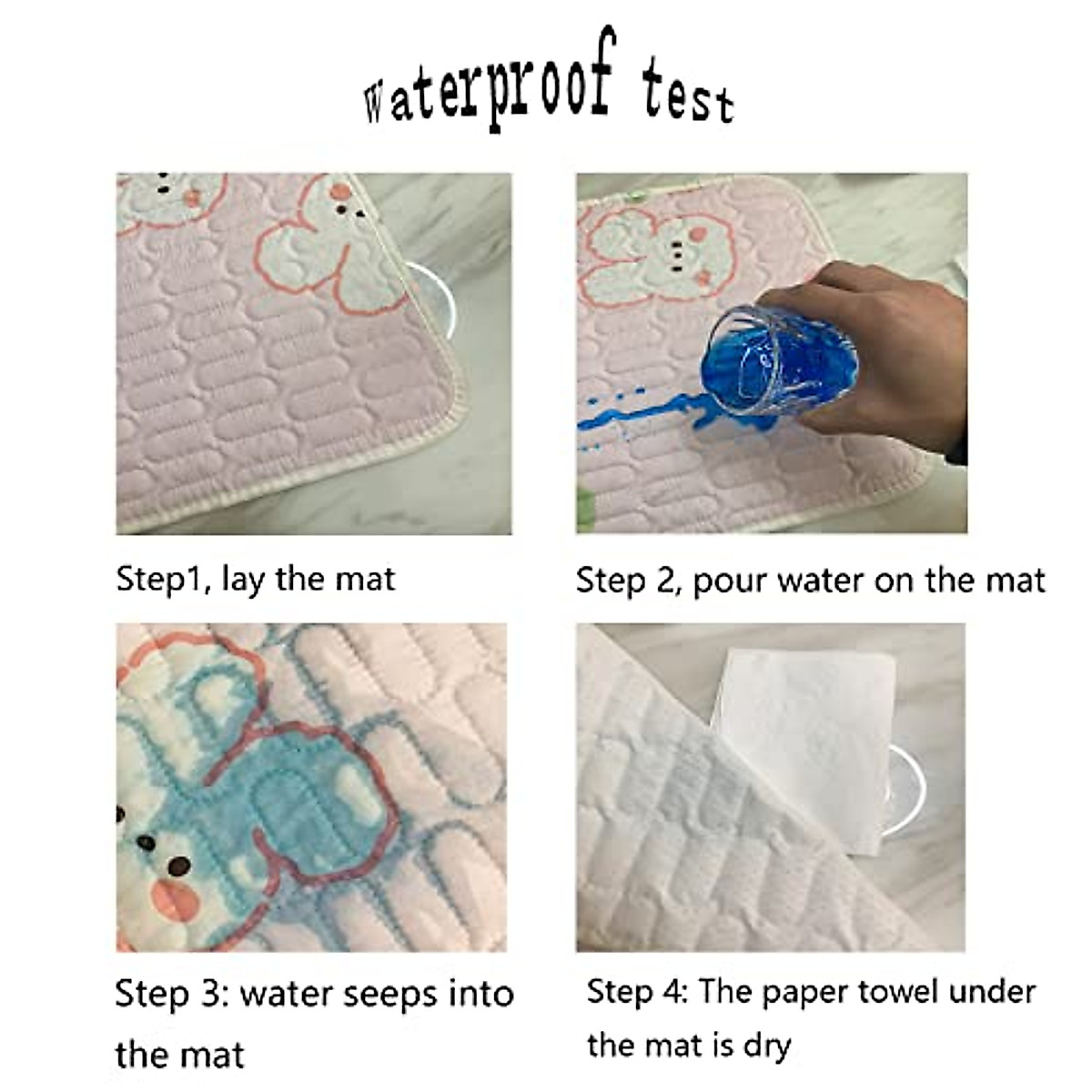WEWAYKGJ Rabbit Cage Liners, 4 PCS Guinea Pig Bedding Mats Pet Waterproof Pee Pads Small Animals Soft Non-Slip Washable Training Pads for Cat Chinchilla Puppy