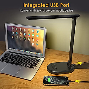 Desk Lamp,Table Lamps LED Desk Lamp,Dimmable Office Lamp with USB Charging Port,3 Lighting Modes with 10 Brightness Levels,Touch Control,Memory function,Eye-Caring Desk Light for Study,Reading,Bedroom