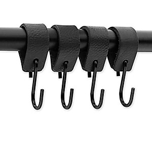 Brute Strength - Multifunctional Leather S-Hooks - Anthracite - 6 Pieces - S Shaped Hooks - Coat Hook - Leather Hooks - Leather s Hooks - Black s Hooks - Kitchen Hooks