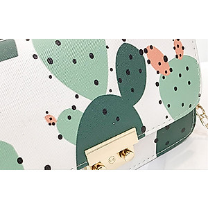 Mellshy Women Cute Cactus Printing Crossbody Bags for Women Chain Shoulder Bag Handbag Purse