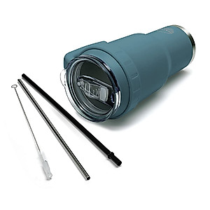 Mayim Traveler 40oz Tumbler with Handle and 2-in-1 Straw Lid, Insulated Leak Proof Double Walled Stainless Steel Coffee Travel Mug - Maintains Cold, Heat, and Ice for Hours (Storm)