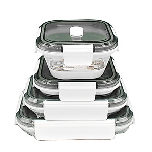 CAMPWOLF Collapsible Food Storage Containers with Lid,Set of 4,Microwave Freezer Dishwasher Safe,BPA Free, Leakproof (Rectangular)