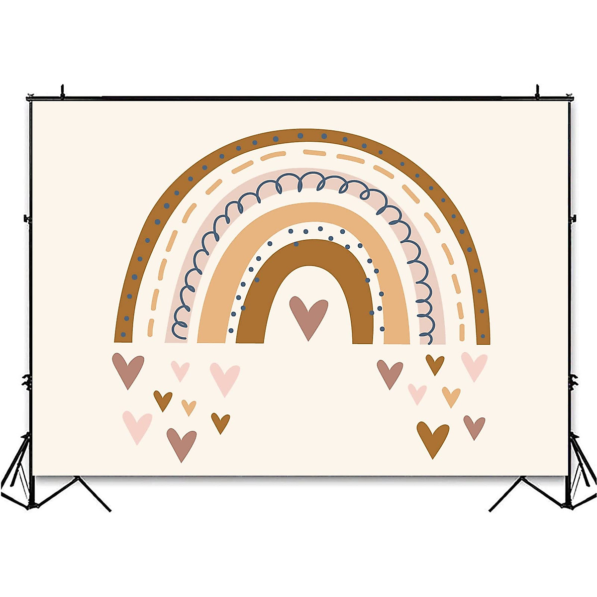 Batt Boho Rainbow Backdrop 1st Birthday for Kids Theme Baby Shower Neutral Gender Reveal Banner Background Photography Happy (5x3ft)