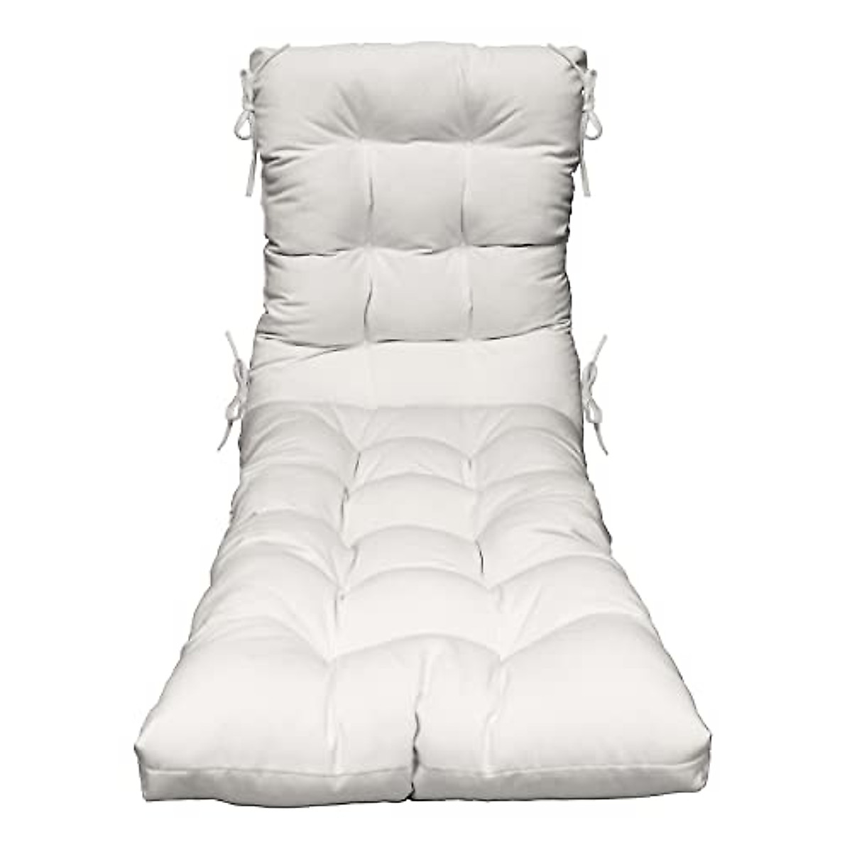 Resort Spa Home Decor Indoor Outdoor Sunbrella Tufted Chaise Lounge Chair Cushion, (Canvas White), 72 inchx 22 inch