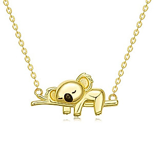 Starsinsky 18K Gold Koala Necklace - Cute Animal Koala Bear Jewelry Gifts for Women Girls Animal Lovers Stocking Stuffers-16+2Inch