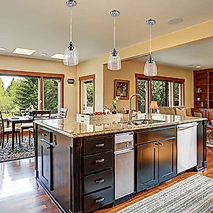 YaoKuem Pendant Lighting Fixture, Hanging Ceiling Lights with E26 Medium Base, Metal Housing with Clear Glass, Bulbs not Included, 2-Pack