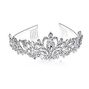 Didder Silver Crystal Tiara Crown Headband Princess Elegant Crown with combs for Women Girls Bridal Wedding Prom Birthday Party