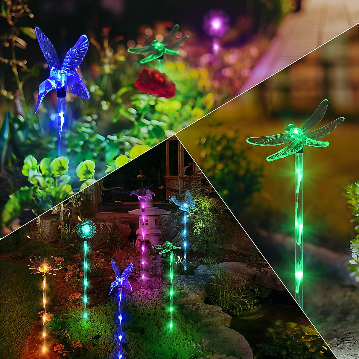 Set of 6 Arcylic Solar Lights for Outside, Garden Decorations Powered Pathway Outdoor Waterproof Ornaments Yard, Patio Plant Pot, Flower Bed, Home Decoration (8 Modes)