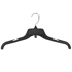 NAHANCO 484B Plastic Top Hangers, Lightweight, 17", Black (Pack of 200)
