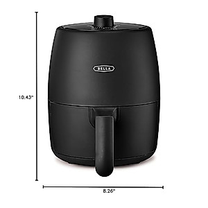 BELLA 2 qt Manual Air Fryer Oven and 5-in-1 Multicooker with Removable Nonstick and Dishwasher Safe Crisping Tray and Basket, 1200 Watt Heating System, Matte Black