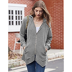 Zeagoo Lightweight Sweatshirt Hoodies for Women Casual Cotton Hooded Jackets for Fall Actvie Hoodie, Grey S