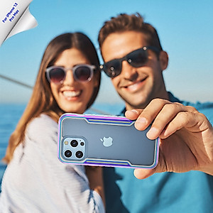 Shockproof Case Compatible with iPhone 13 Pro Max (2021), Soft Silicone Protective Phone Case Clear, Rugged Aluminum Case for Apple iPhone 13 Pro Max Phone 6.7 inch (Iridescent +Gray)