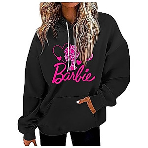 wkind olades Come On Let's Go Party Hoodies for Women Oversized Hooded Sweatshirts Fleece Casual Long Sleeve Pullover Loose Lightweight Fall Clothes 2023 Bachelorette Pullover Holiday Tops Black