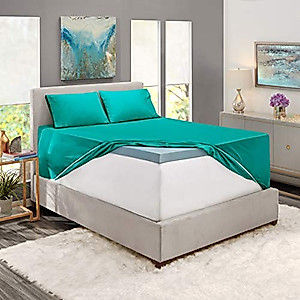 Hearth & Harbor Bed Sheets, Luxury Soft 6 Piece Bed Sheet Set Extra Deep Pocket Fitted Sheets Fits Mattress up to 21", Double Brushed Bedding Sheets & Pillowcases, Queen Size, Teal