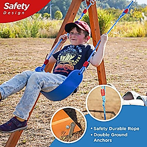 Dolphin Playground Wooden Swing Sets for Backyard with 6FT Slide, Outdoor Playset for Kids with Sand Pit, Climbing Wall, and 2 Belt Swings, Heavy Duty Playground Accessories, Ages 2-9