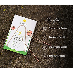 Sarveda Ayurvedic Copper Tongue Cleaner | Tongue Scraper for Healthy Oral Health Suitable for Adults & Kids (Pack of 2)