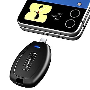 SHENMZ Mini Emergency Power Pod, [1500mAh] Keychain Portable Charger, Ultra-Compact External Fast Charging Power Bank Battery Pack Compatible for Android Phone-Black