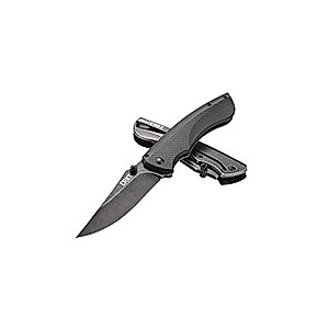 CRKT Burnout EDC Folding Pocket Knife: Everyday Carry Folder with Frame Lock, Drop Point Blade, Black Stonewash Finish, Thumbstud, Assisted Opening, Carbon Fiber and G10 Handle 4123K