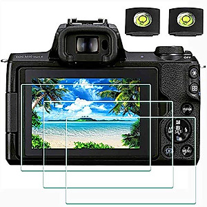 ULBTER Screen Protector for Canon EOS M50 Mark II Camera & Hot Shoe Cover 0.3mm 9H Hardness Ultra-clear Tempered Glass Screen Protector,Anti-Scrach Anti-Fingerprint Anti-Dust Anti-Bubble [3 Pack]