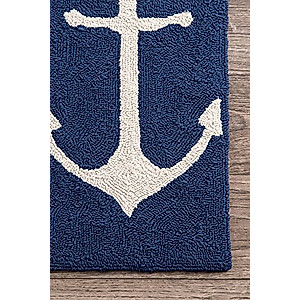 nuLOOM Despina Hand Hooked Indoor/Outdoor Area Rug, 4' x 6', Navy